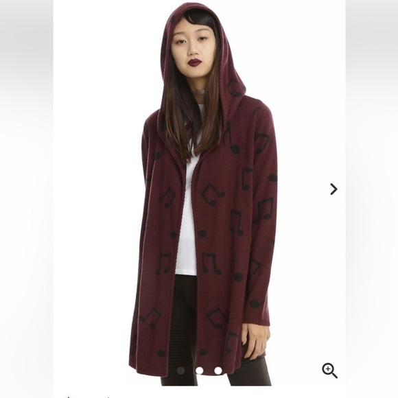 Hot Topic | Sweaters | Hot Topic Music Note Hooded Cardigan Gothic Goth ...